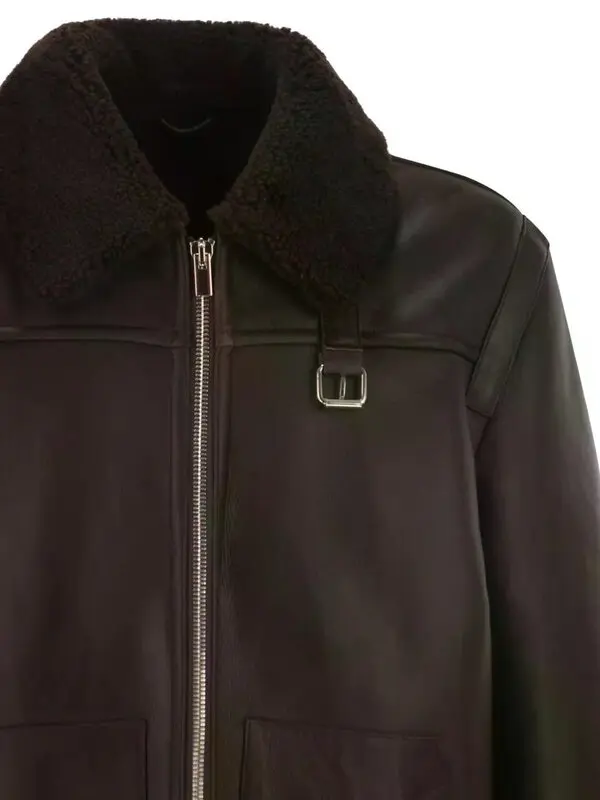 PT TORINO Shearling-trimmed Leather Jacket