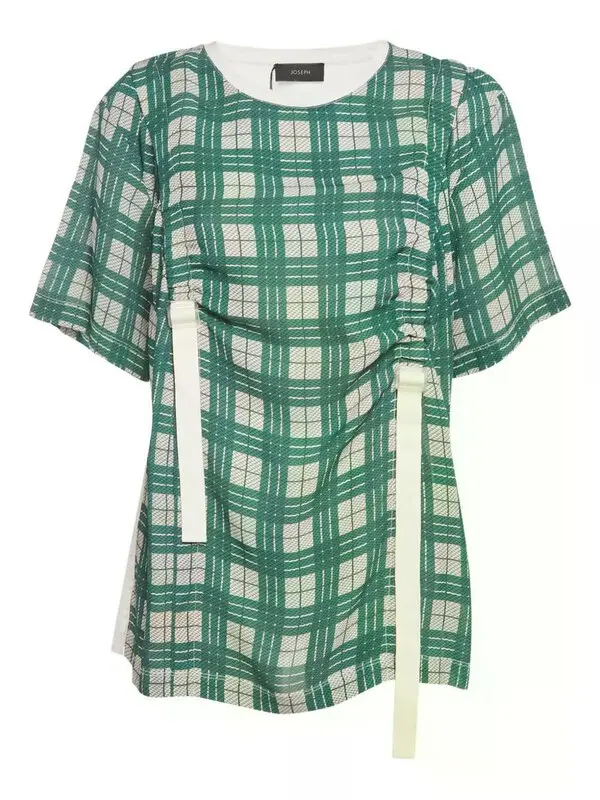 JOSEPH Buckle-detail Check T-shirt