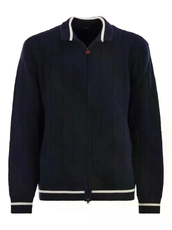 Kiton Zipped Ribbed Cashmere Cardigan - Blue