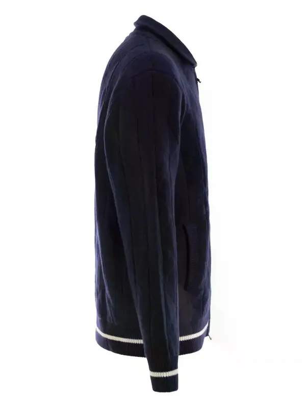 Kiton Zipped Ribbed Cashmere Cardigan - Blue