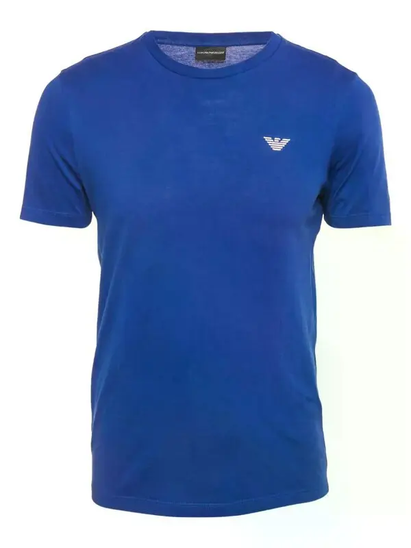 Emporio Armani Embroidered-logo Crew-neck T-shirt - Blue