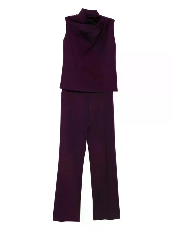 SAIID KOBEISY Pleated Shoulder Top Pants Ensemble - Purple
