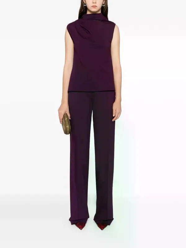 SAIID KOBEISY Pleated Shoulder Top Pants Ensemble