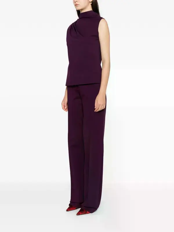 SAIID KOBEISY Pleated Shoulder Top Pants Ensemble