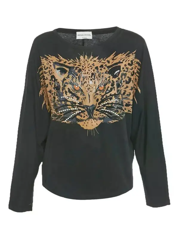Sonia Rykiel Paris Tiger-print Beaded Top