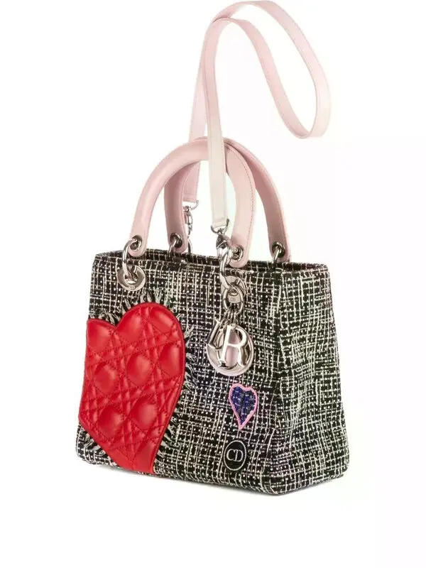 Dior Lady Patchwork Love Tote Bag - Black
