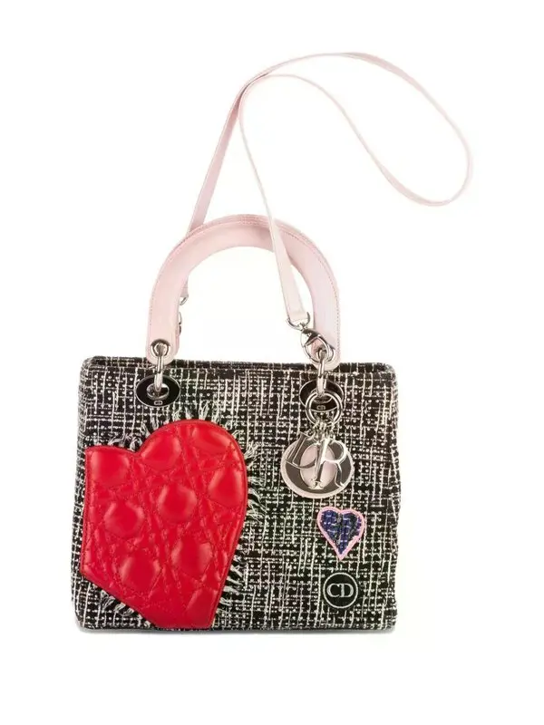 Dior Lady Patchwork Love Tote Bag - Black