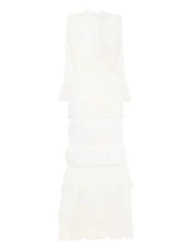 SAIID KOBEISY Lace Ruffled Long Dress