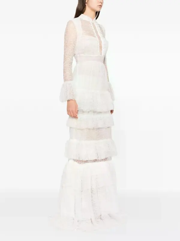 SAIID KOBEISY Lace Ruffled Long Dress