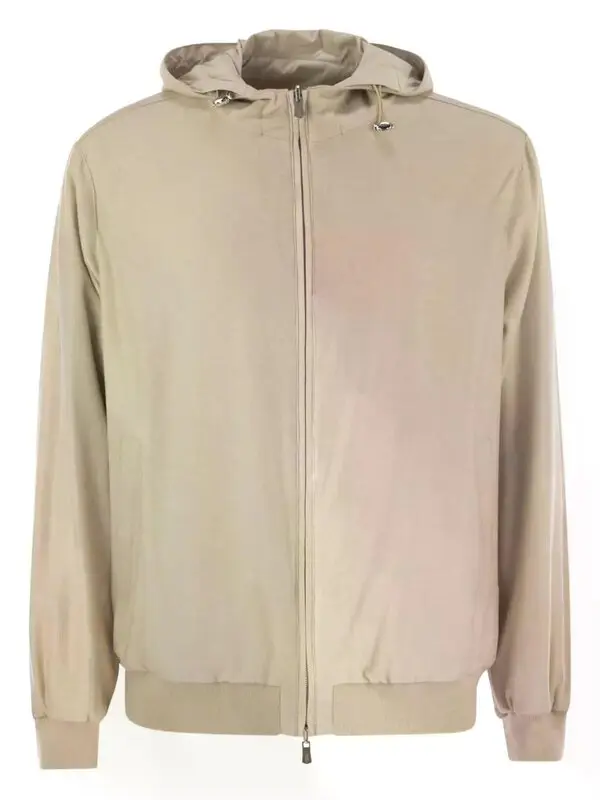 Fedeli Reversible Hooded Bomber Jacket - Neutrals