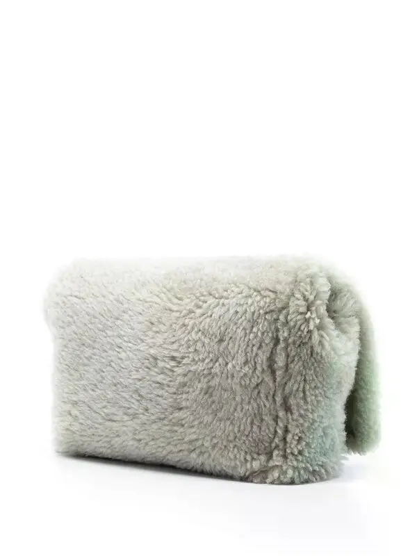 Saint Laurent Shearling Monogram Shoulder Bag - Grey