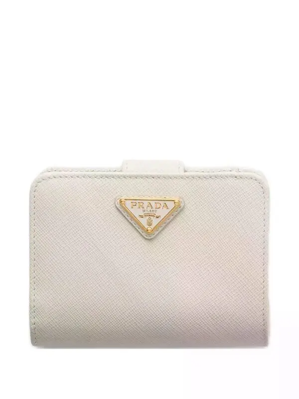 Prada Small Saffiano Leather Snap Wallet - White