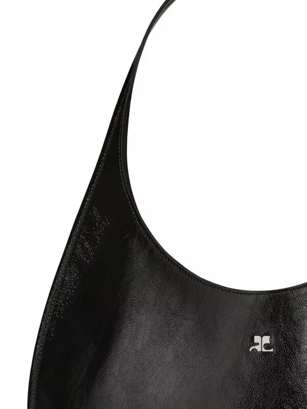 COURREGES Holy Naplack Leather Tote Bag - Black