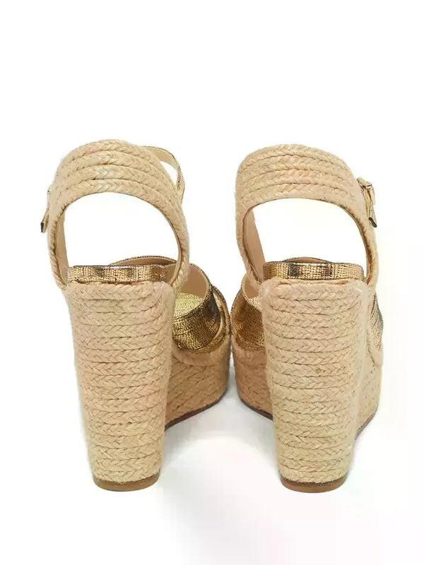 JIMMY CHOO Foil Crisscross Espadrille Sandals
