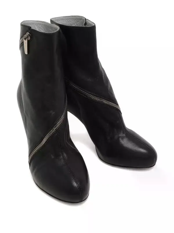 SERGIO ROSSI Zipper Leather Ankle Boots