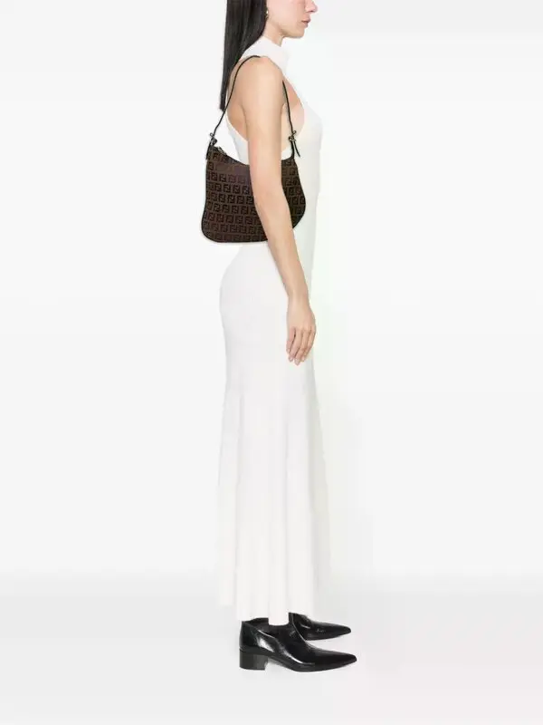 Fendi 2000-2010 Zucchino Canvas Oyster Shoulder Bag