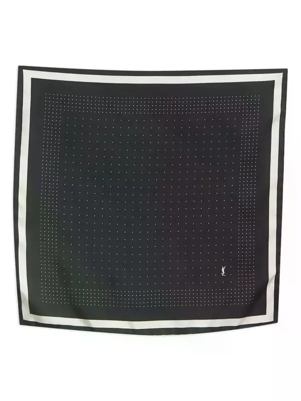 Saint Laurent Dots Silk Pocket Square Handkerchief - Black