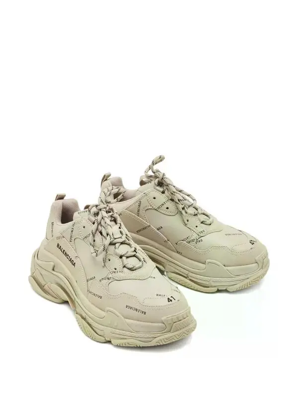 Balenciaga Triple S Logo Sneakers - Neutrals