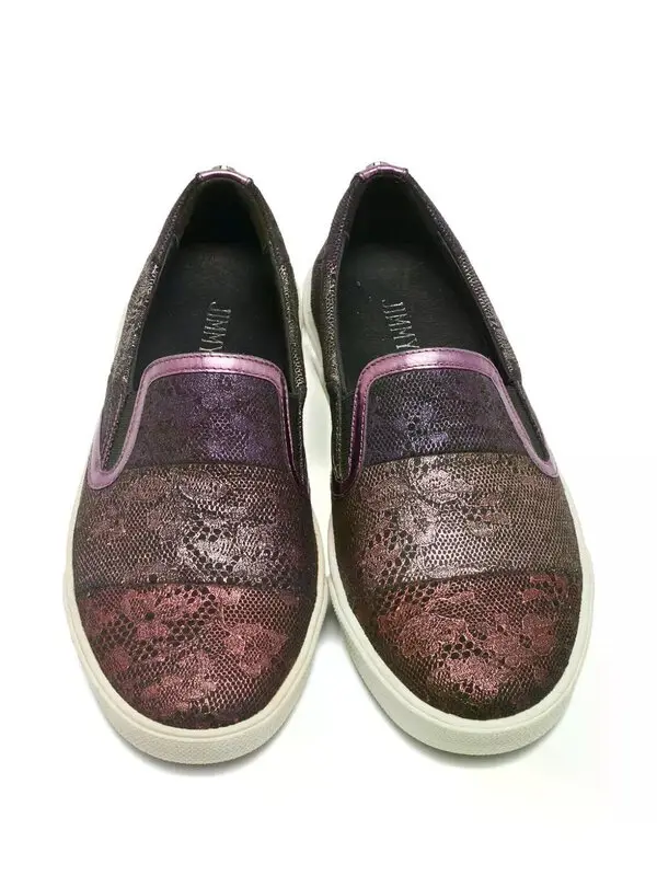JIMMY CHOO Lace-print Suede Sneakers - Purple