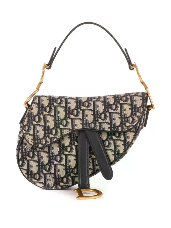 Dior Oblique-canvas Saddle Bag - Neutrals