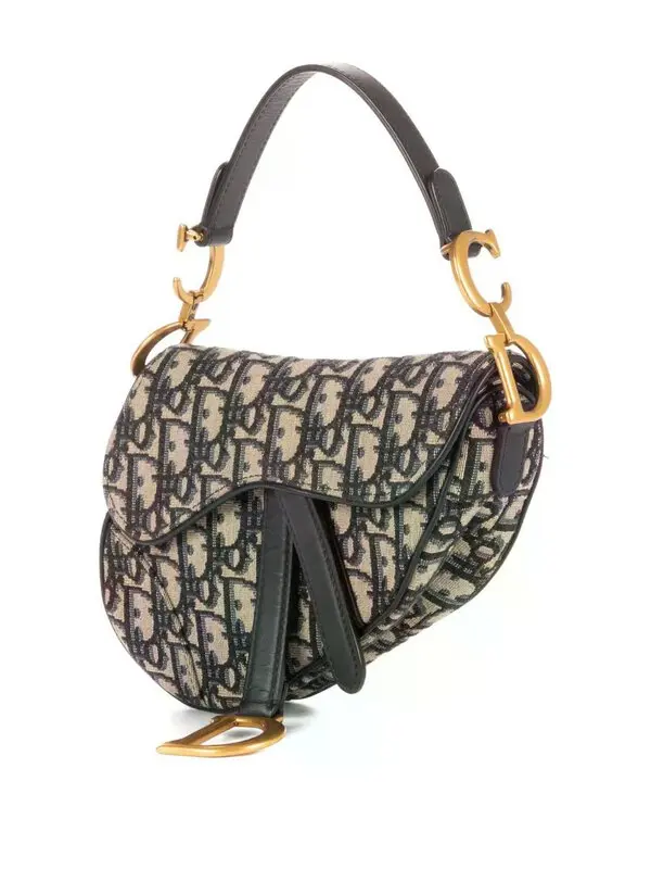 Dior Oblique-canvas Saddle Bag - Neutrals