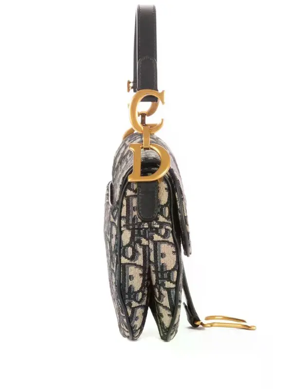 Dior Oblique-canvas Saddle Bag - Neutrals