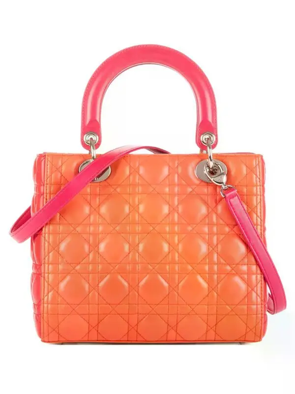 Dior Quilted Top-handles Tote Bag - Orange
