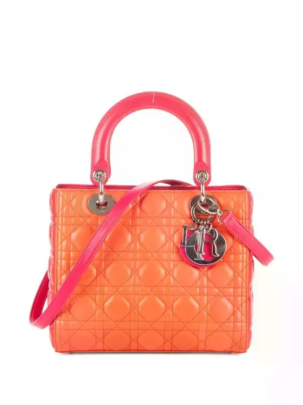 Dior Quilted Top-handles Tote Bag - Orange