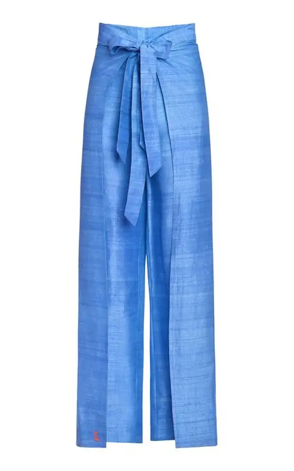 CONIGLIO PALM BEACH Silk Wide-leg Pants - Blue