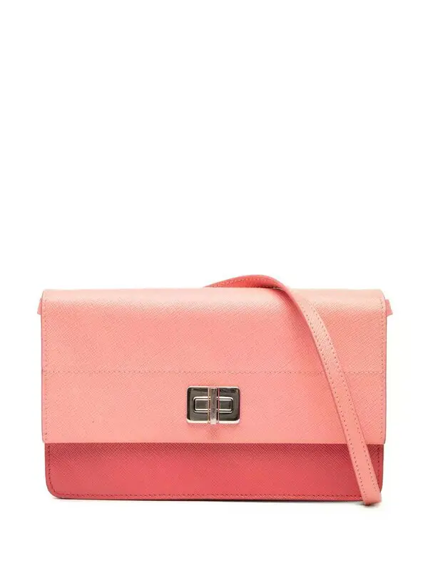 Prada Saffiano Turn Lock Wallet On Strap Crossbody Bag - Pink