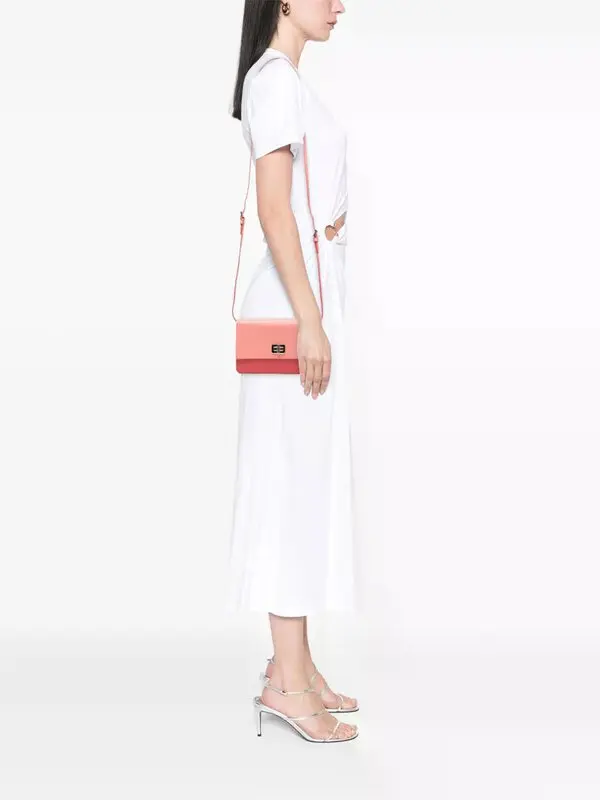 Prada Saffiano Turn Lock Wallet On Strap Crossbody Bag - Pink