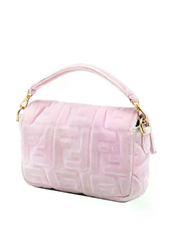 Fendi Mini Zucca Embossed Velvet Baguette Satchel - Pink