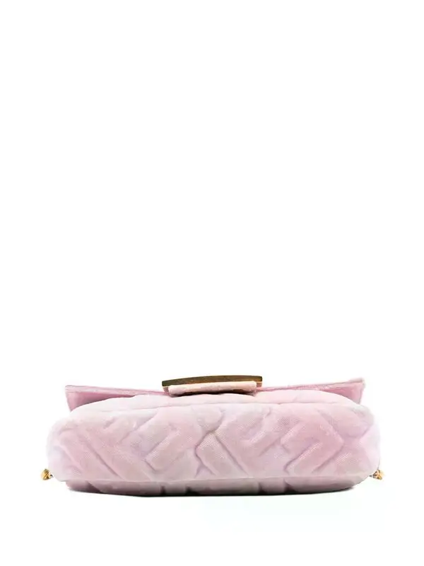 Fendi Mini Zucca Embossed Velvet Baguette Satchel - Pink