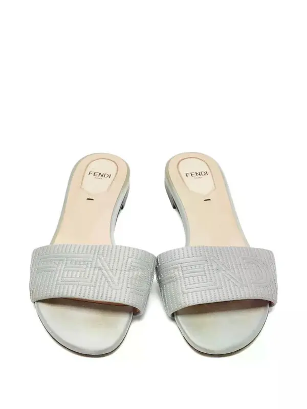 Fendi Logo Satin Flat Sandals