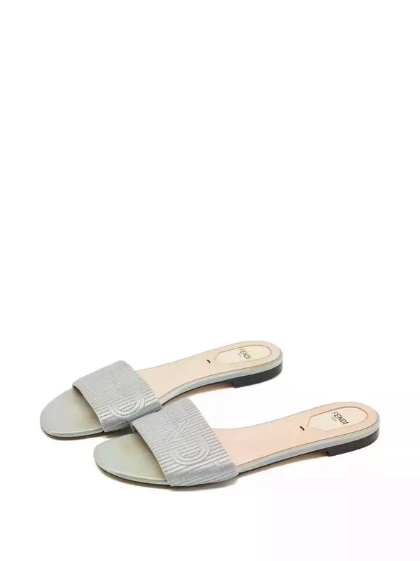 Fendi Logo Satin Flat Sandals