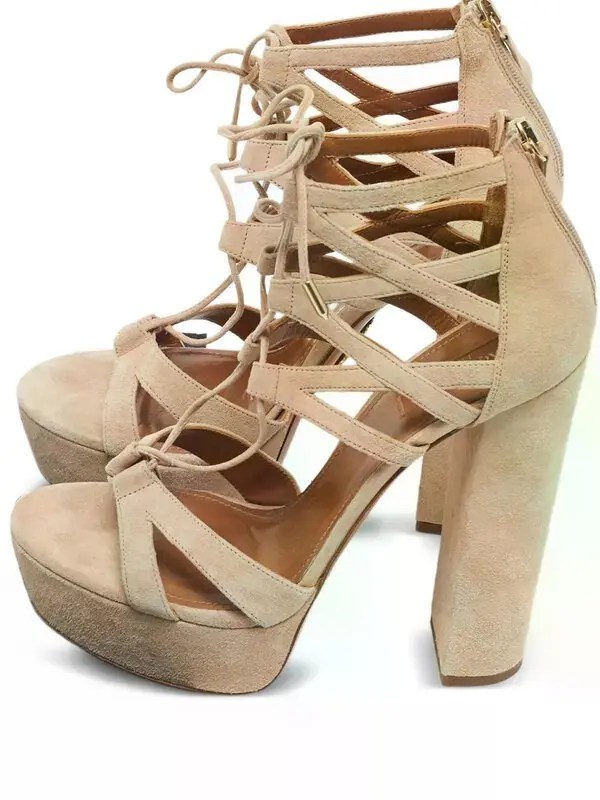 AQUAZZURA Suede Block Heel Sandals