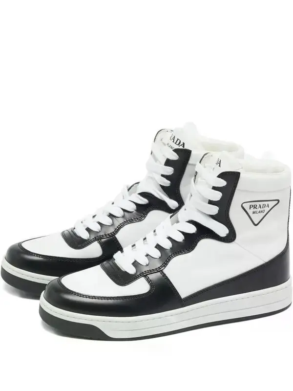 Prada Avenue Leather High-top Sneakers - White