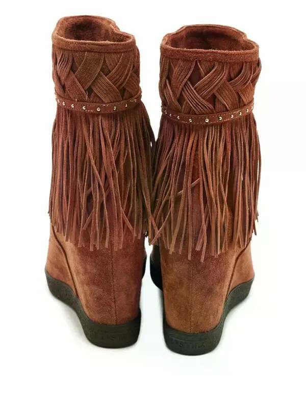 LE SILLA Fringe-embellished Suede Wedge Boots