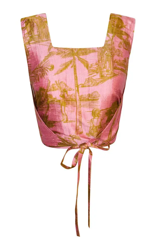 CONIGLIO PALM BEACH Silk Wrap Top - Pink
