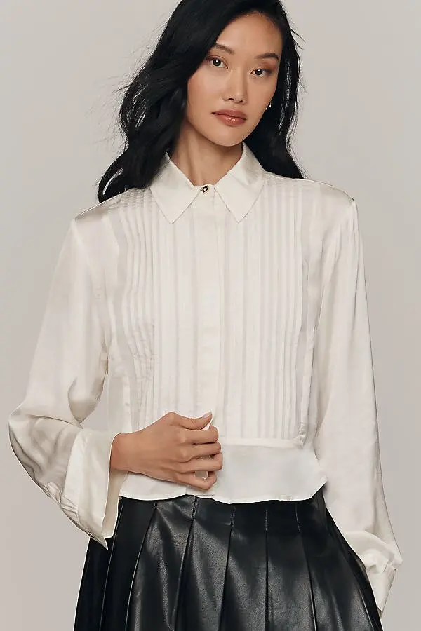 Maeve Long-sleeve Pleated Blouse