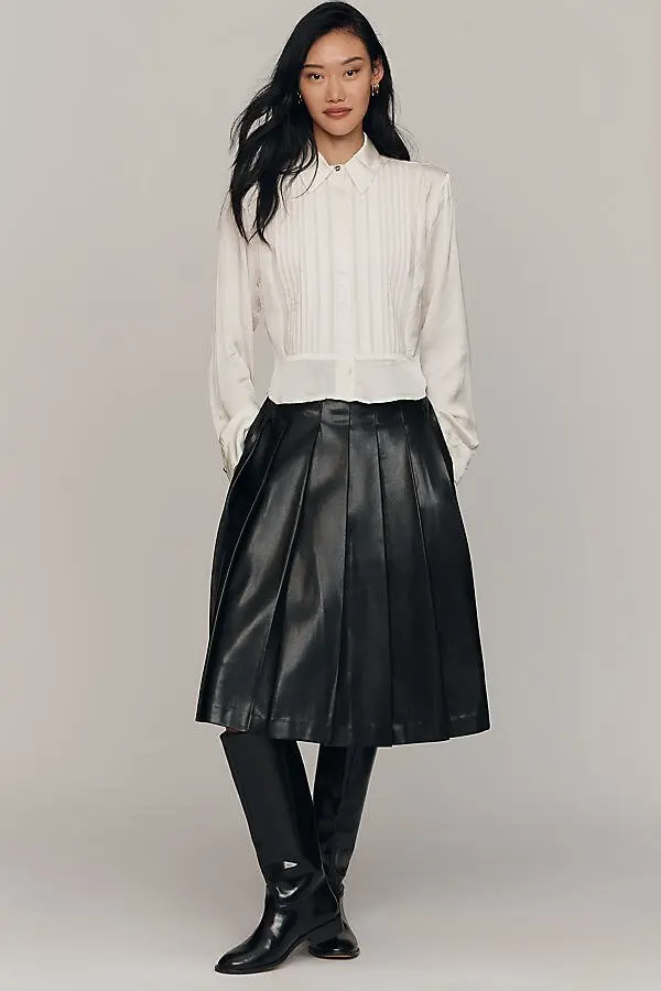 Maeve Long-sleeve Pleated Blouse