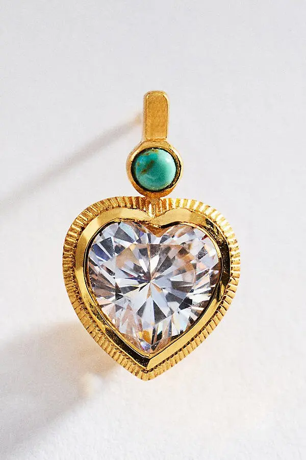HART Bezel Turquoise Heart Earrings - Gold