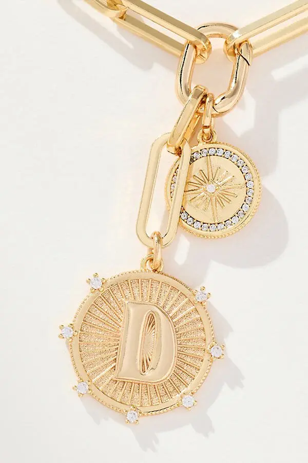 Anthropologie Monogram Coin Pendant Necklace - D