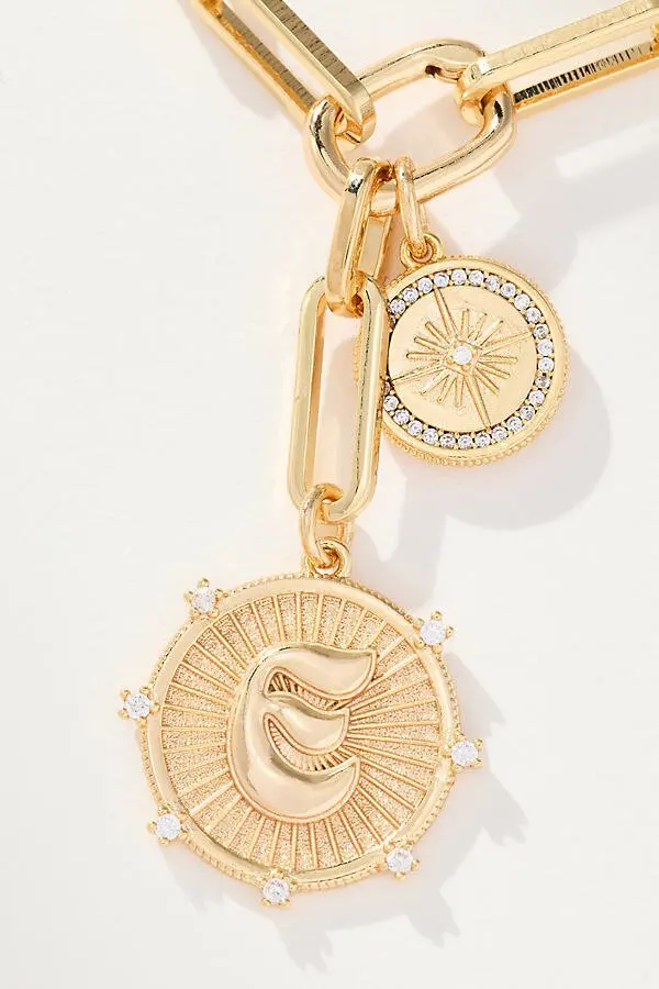 Anthropologie Monogram Coin Pendant Necklace - E
