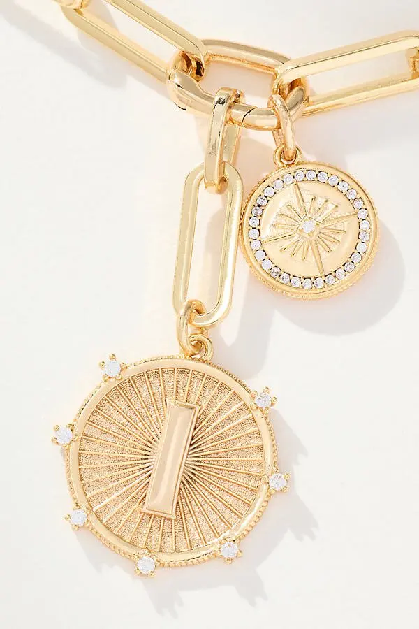 Anthropologie Monogram Coin Pendant Necklace - I