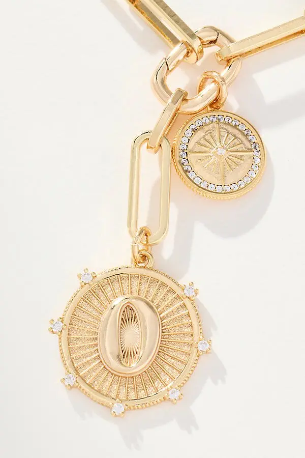 Anthropologie Monogram Coin Pendant Necklace - O