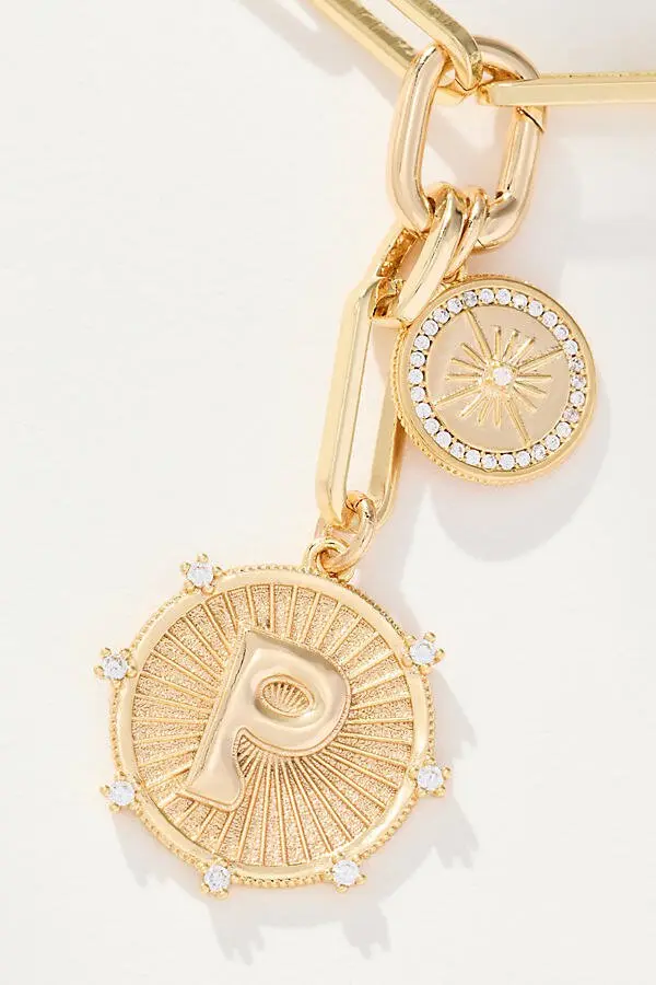 Anthropologie Monogram Coin Pendant Necklace - P