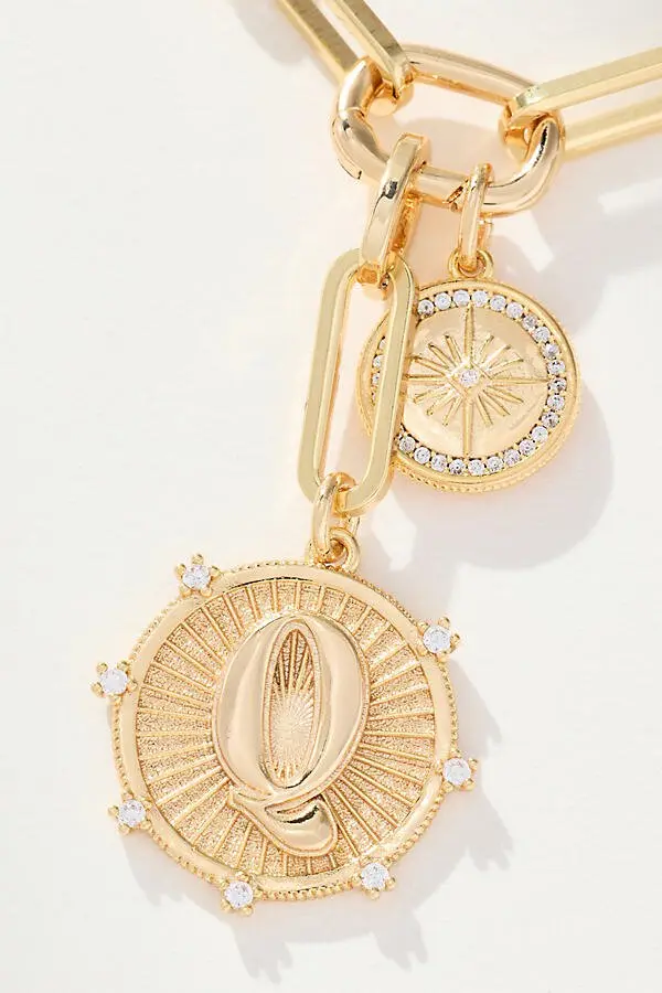 Anthropologie Monogram Coin Pendant Necklace - Q