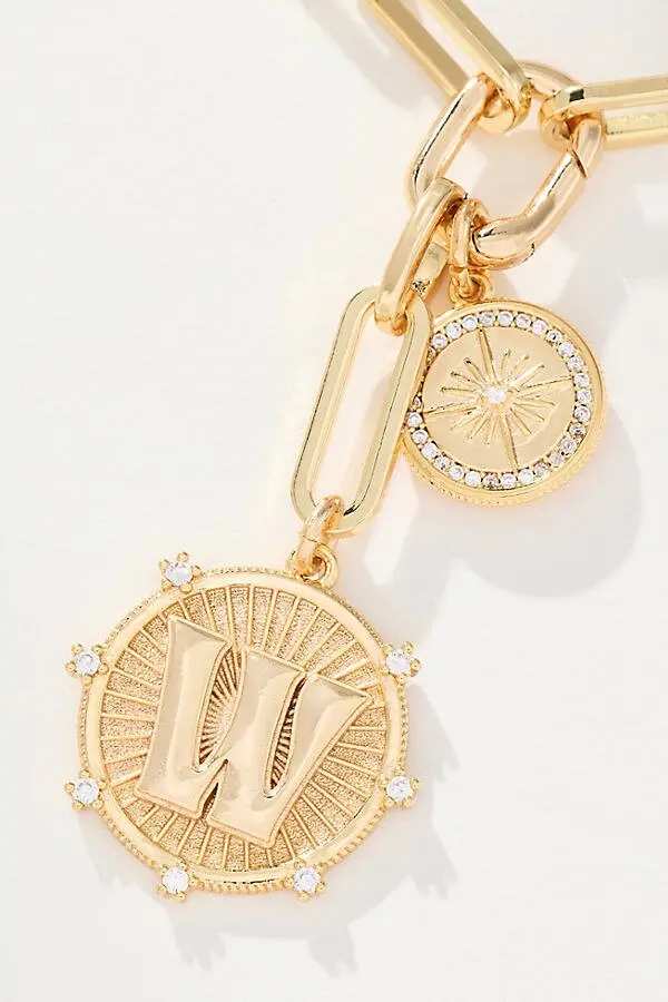 Anthropologie Monogram Coin Pendant Necklace - W