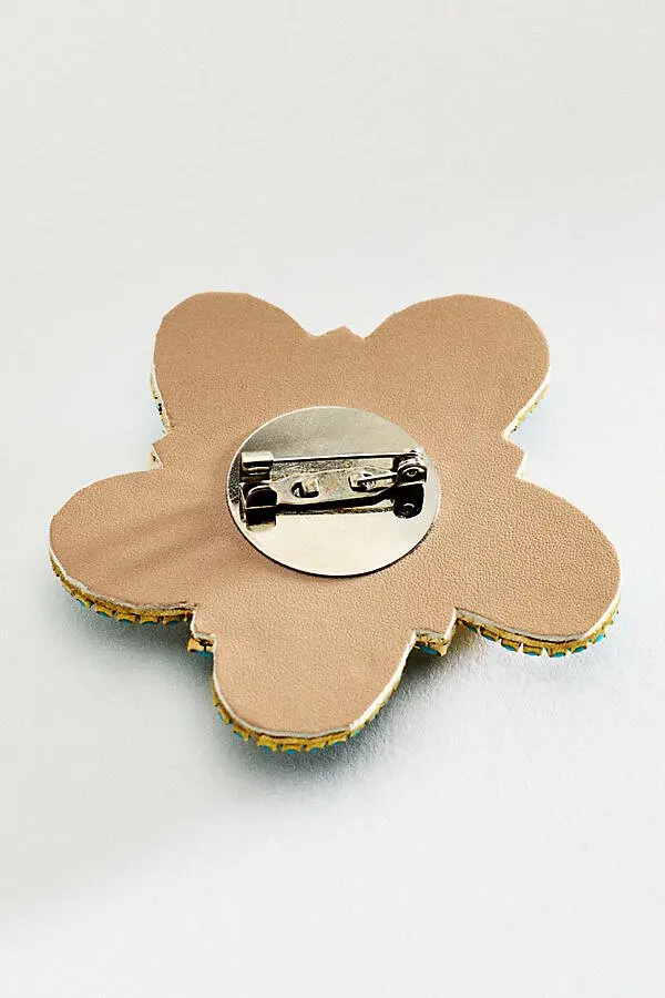 Anthropologie Beaded Fleur Brooch